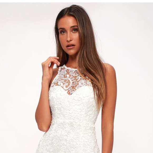 Lulus | Dresses | Lulus Wedding Dress Lace Maxi Split Leg Hale | Poshmark